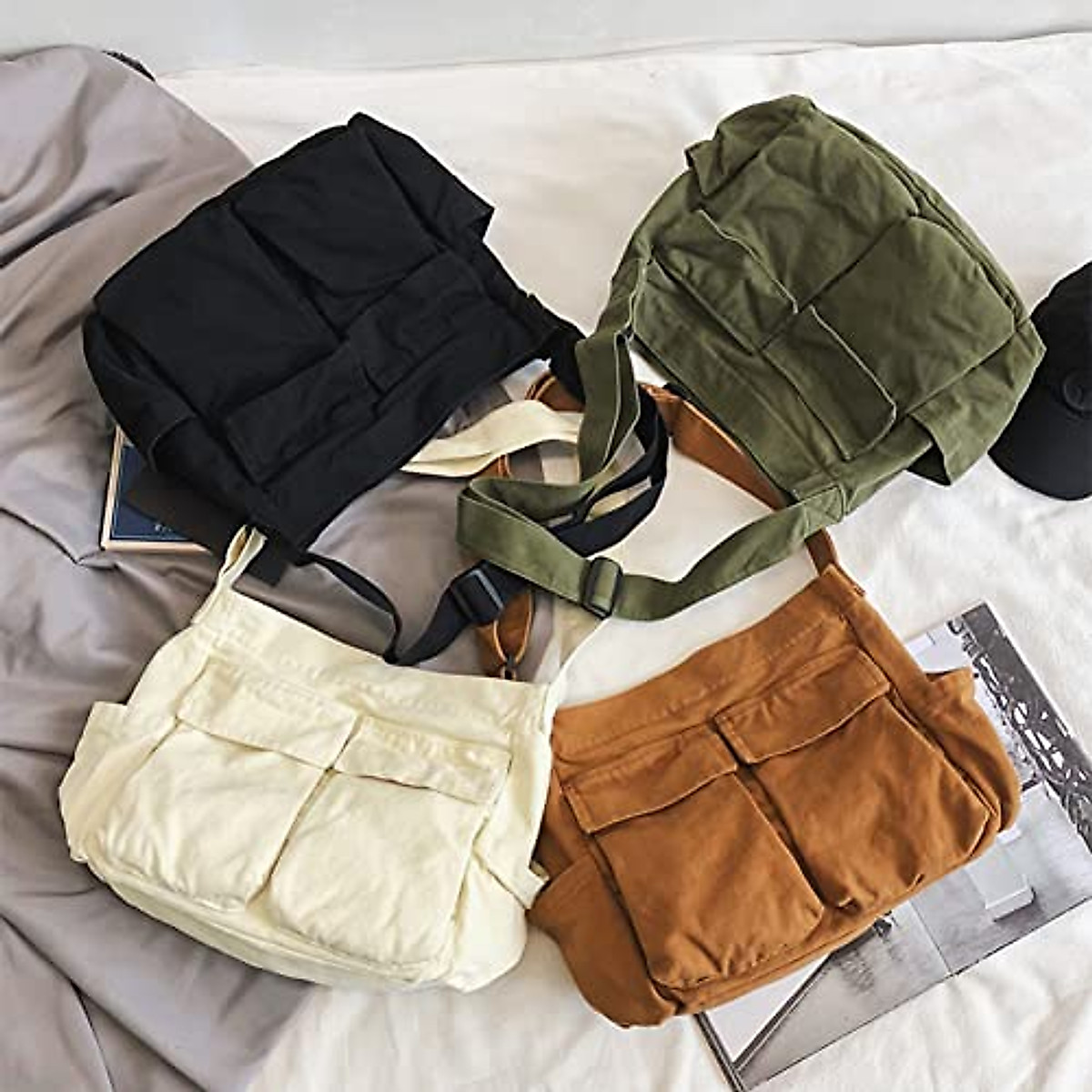 Hobo Bag Women Canvas Messenger Bag Large Satchel Bag College Bag Crossbody Bag Shoulder Tote Handbag 2023