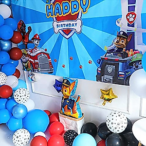 Paw Dog Birthday Party Decorations, Paw Theme Party Supplies Set for Girl’s/Boy’s with Balloons Garland kit, Dog Patrol Backdrop, Dog Foil Balloons (B)