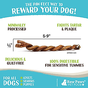 Raw Paws Lamb Pizzle Twists for Dogs, 5-9" (10 Pack) - USA Packed Natural Lamb Pizzle Sticks - Free-Range, Digestible Lamb Bully Sticks - Grain-Free Lamb Twist Dog Chew Sticks - Lamb Dog Treats