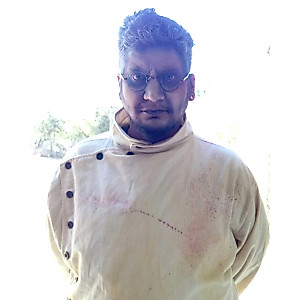 Historical Emporium Men's Cotton Twill Mad Scientist Howie Lab Coat, Victorian Steampunk Halloween Costume Cosplay S White