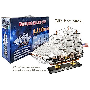 SAILINGSTORY Wooden Model Ship USS Constitution 1/225 Scale Replica Ship Model Sailboat Decor Smalll