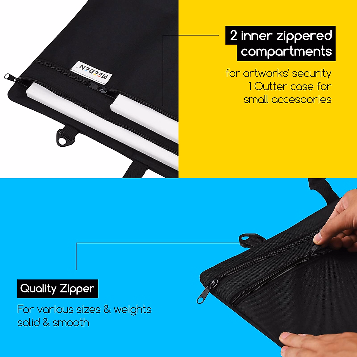 MEEDEN Soft Art Portfolio Bag: 20 X 26 Inch Light Weight Portfolio Canvas Case with Detachable Shoulder Strap -Waterproof 600D Oxford Carrying Storage Case for Canvas, Artwork, Sketching - Black