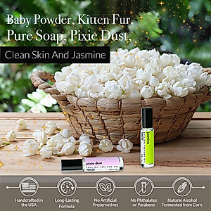 DEMETER Fragrance Library - Classic Six Piece Roll On Perfume Oil Set – Baby Powder, Kitten Fur, Pure Soap, Pixie Dust, Clean Skin, Jasmine