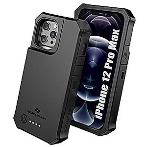 ZEROLEMON Battery Case for iPhone 12 Pro Max, 10000mAh Wireless Charging & Lightning Headphone Supported, RuggedJuicer Extended Battery Charger Case for iPhone 12 Pro Max 6.7" 2020 - Black