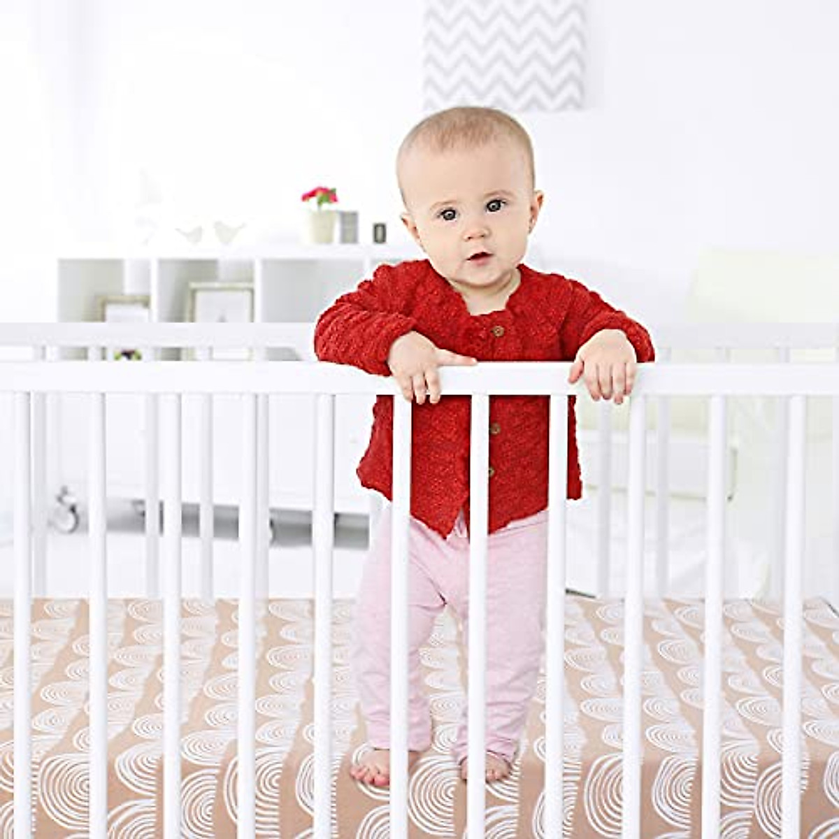 LifeTree Muslin Crib Sheets for Girls and Boys, 70% Viscose from Bamboo and 30% Cotton Boho Fitted Baby Crib Sheet for Standard Crib Mattress & Toddler Bed Mattress (52"x28") - Rainbow Pattern