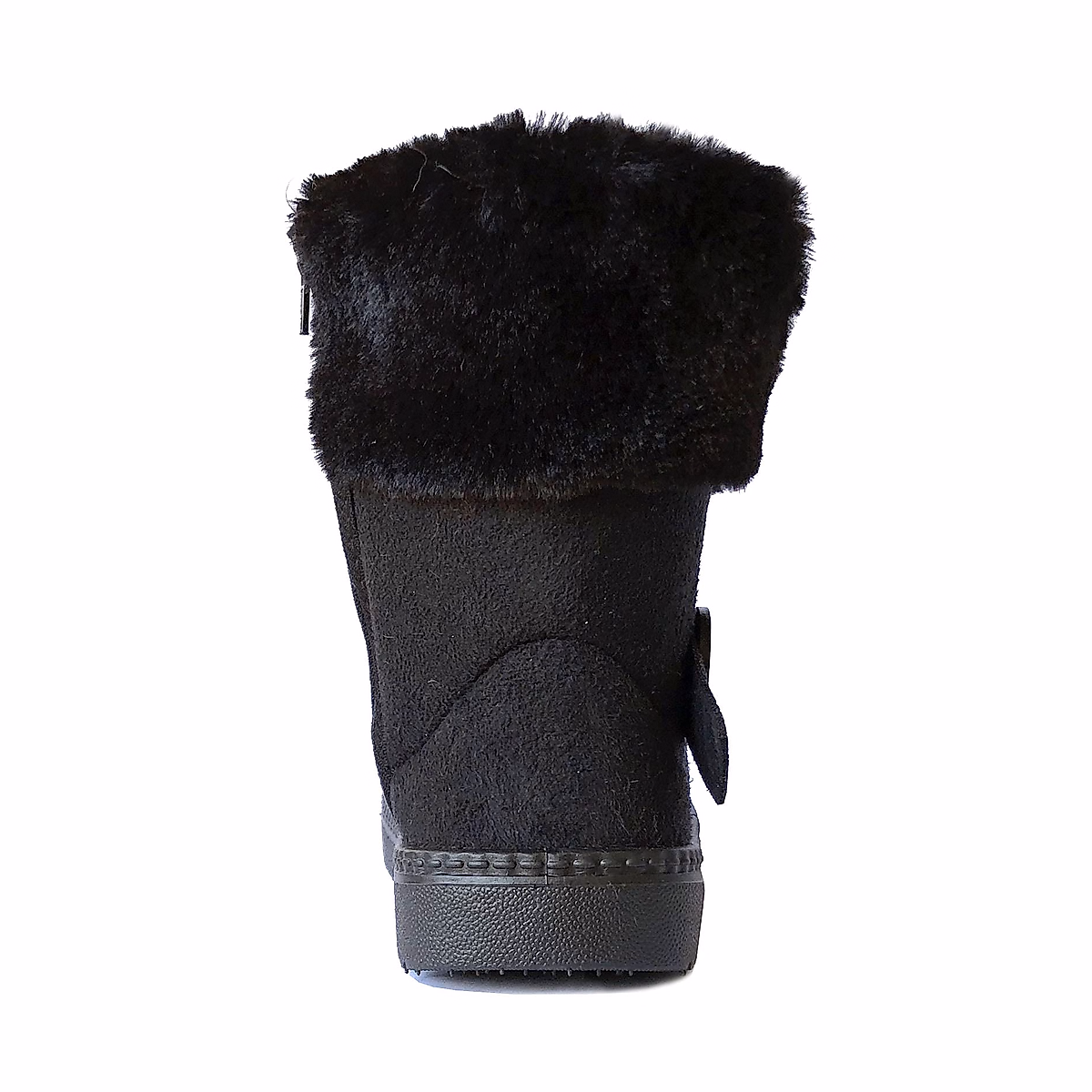 REDVOLUTION Kids Boots Toddler Girls Cute 2 Buttons || Rhinestone Faux Fur Suede Knitting Shoe (Toddler 5, 365 black)