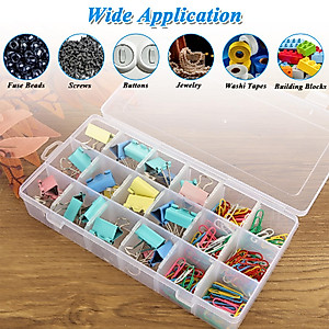 LOLYSIC 10 Pack 18 Grids Plastic Compartment Container, Clear Plastic Organizer Container Storage Box with Dividers for Jewelry, Art DIY Crafts, Washi Tapes, Beads, and Small Parts