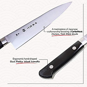 JCK ORIGINAL Kagayaki CarboNext Japanese Chef’s Knife, KC-7ES Professional Gyuto Knife, High Carbon Tool Steel Pro Kitchen Knife with Ergonomic Pakka Wood Handle, 10.6 inch