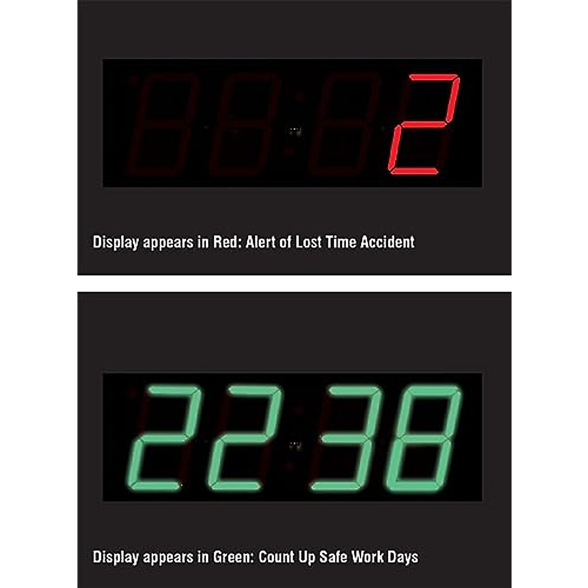 Accuform SCK115 Aluminum Digi-Day Electronic Scoreboard, "ON THE JOB SAFETY BEGINS HERE - WE HAVE WORKED #### DAYS WITHOUT A LOST TIME ACCIDENT - ACCIDENTS ARE AVOIDABLE"