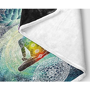 Chakra Chunky Throw Blanket for Couch Bedroom Bedding Decor Office, Seven Chakra Yoga Meditation Zen Hippie Lotus Spiritual Soft Thick Flannel Bed Blanket Decorations (640 Grams 50X60 Inches)