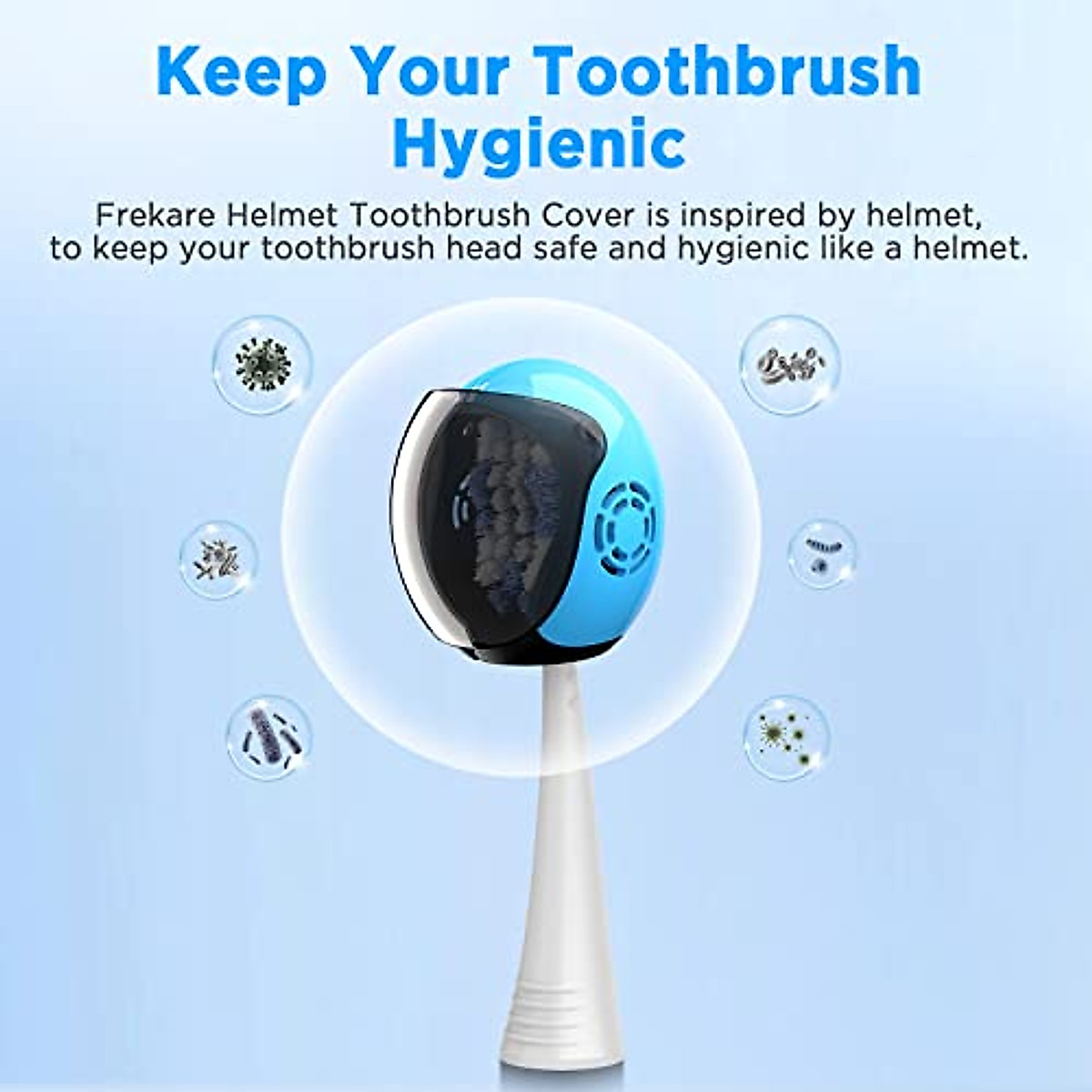 Frekare Helmet Toothbrush Covers Caps, 4 Count (White, Black, Blue, Red)