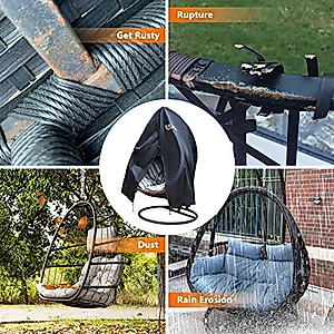 Enzeno Patio Egg Chair Cover with Waterproof Zipper （75x45inch）, Outdoor Furniture Hanging Swing Egg Chair Cover Waterproof Anti-dust with 210D Oxford Fabric, Fits Most Single Swing Egg Chair