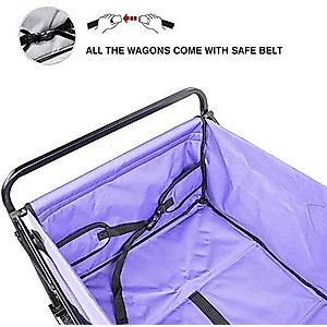 KOHARA Folding Wagon Cart Collapsible Outdoor Utility Wagon Heavy Duty Beach Wagon with 4 Wheels and Steel Brakes,Trolley,Foldable Pull Wagon Hand Transport Cart Collapsible