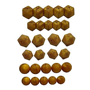 Alenybeby 50pcs DIY Silicone Pearl Beads Set 14mm 17mm Silicone Hexagon Icosahedron Beads for Pen 12mm 15mm Silicone Round Beads for Keychain Mom Craft Jewelry Craft Making