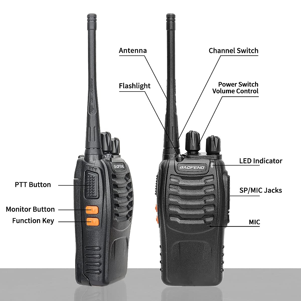 Walkie Talkies Long Range for Adults Rechargeable walkie Talkie Baofeng 2 Way Radio with Air Acoustic Tube Earpiece UHF Handheld Transceiver Walky Talky with Flashlight Battery USB Charger(4 Pack)