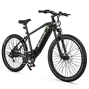 VELOWAVE Electric Mountain Bike for Adults 48V 15Ah Removable LG Cells Battery 25MPH E Bike 500W Motor 27.5'' Ebike Shimano 7-Speed Dark Green