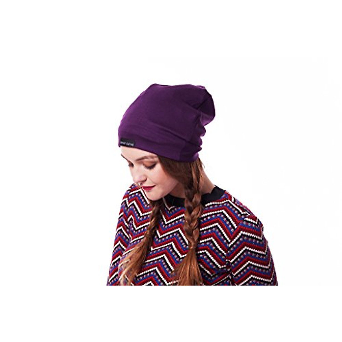 Grace Eleyae GE Sleep Cap | Slap Silky Sleeping Stylish Beanie Hat Premium Quality Head Cover for Curly Hair Women Soft & Smooth Sleep Caps (Purple)