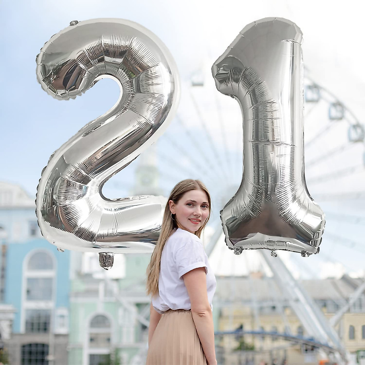 ESHILP 40 Inch Number Balloon Foil Balloon Number 36 Jumbo Giant Balloon Number 36 Balloon for 36th Birthday Party Decoration Wedding Anniversary Graduation Celebration, Silver 36 Number Balloon