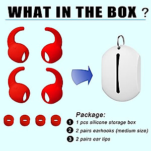 Anti Slip Silicone Ear Hook Tips for Beats Studio Buds Eartips for Beats Earbuds Replacement for Beats Cover Red 2 Pairs