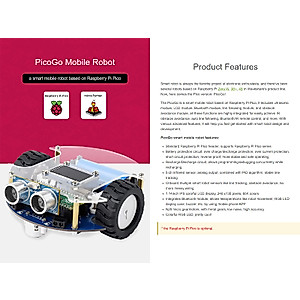 Waveshare PicoGo Mobile Robot - Raspberry Pi Pico Based, Self Driving, Remote Control, Unassembled