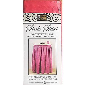 Better Home Premium Vinyl Sink Skirt Bath Vanity Cover Luxurious Designed, Water Repellent (Red)