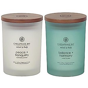 Chesapeake Bay Candle Scented Candles, Peace + Tranquility & Balance + Harmony, Medium (2-Pack)
