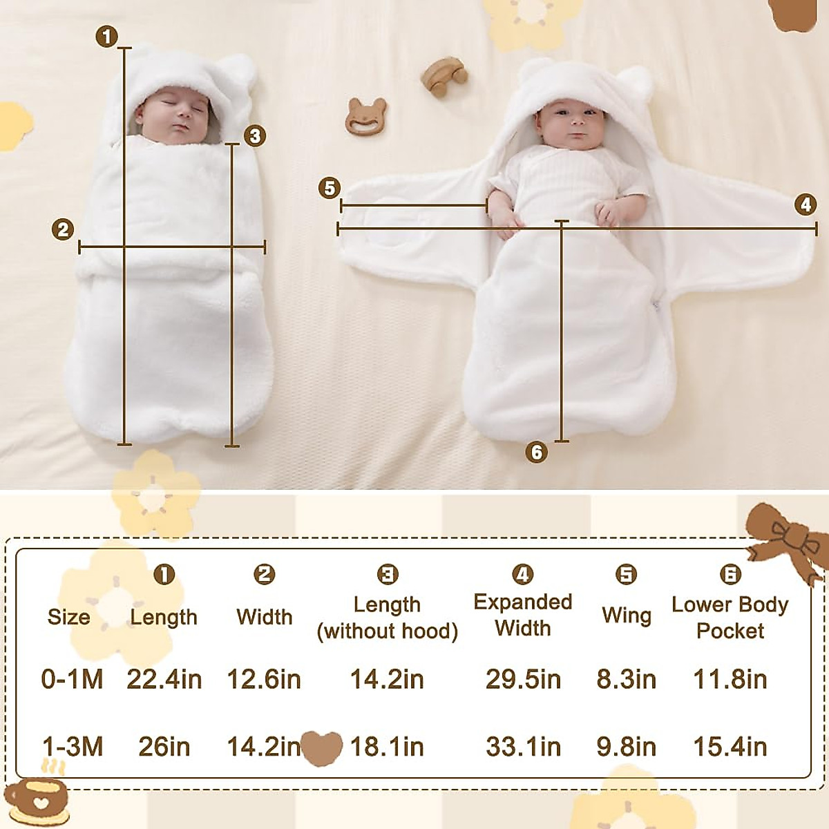 AiWMGL Baby Winter Fleece Swaddle Blanket 0-3 Months Boys Girls Warm Adjustable Newborn Swaddling Wrap Soft Plush Sleeping Sacks