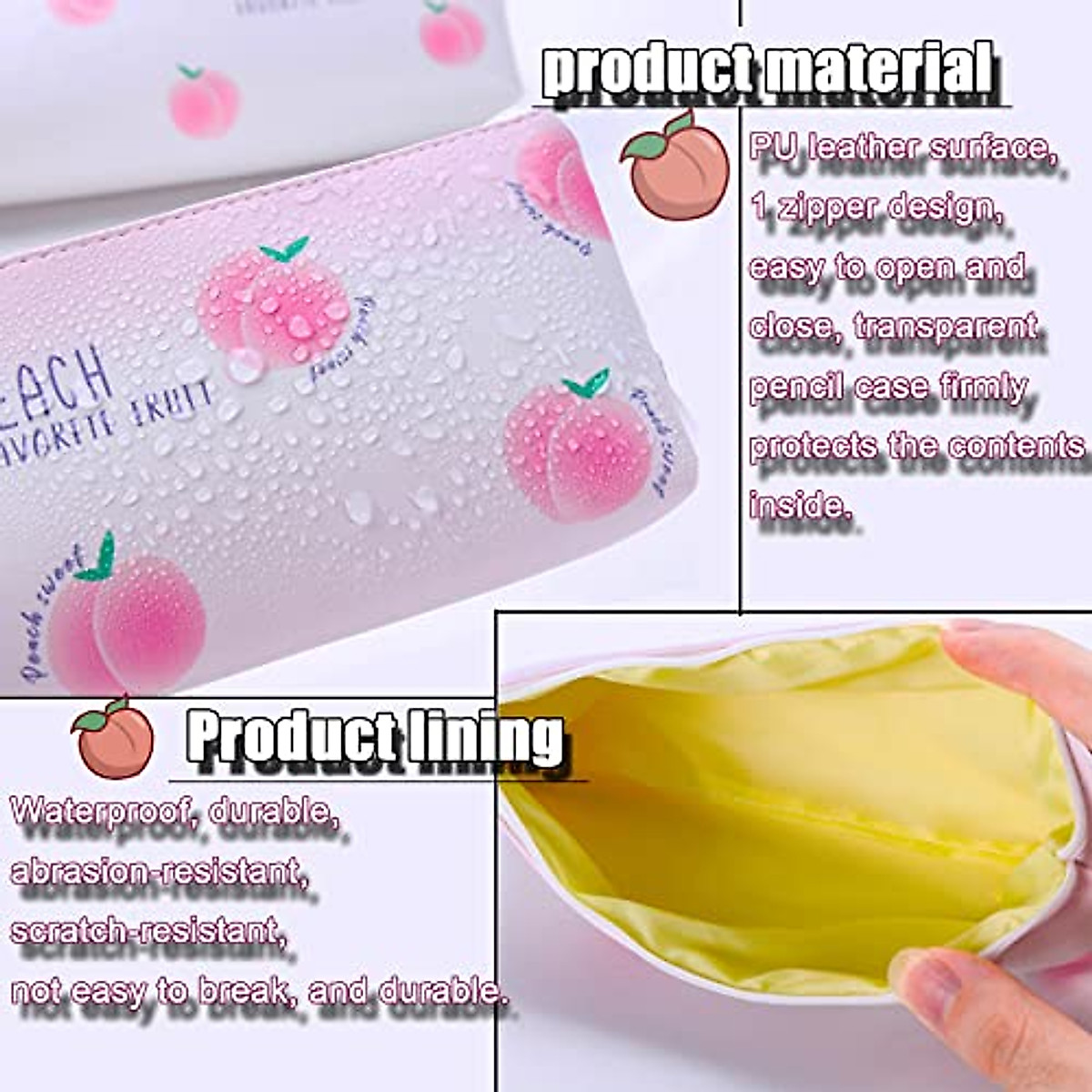 Fabric Pencil Pouch For Girls Pencil Bags With Zipper For Cute School Large Pencil Case ，For Women Teens Girls Adults Student Big Capacity Grid Pencil Case For Teen Girls (A-Peach pencil case)