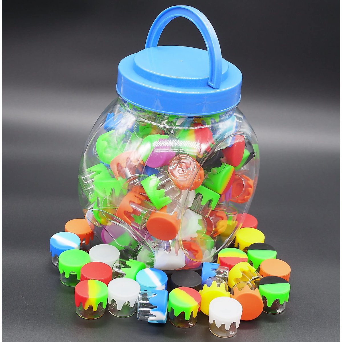 vitakiwi 6ml Round Glass Concentrate Container Airtight with Silicone Lid Multi Use Jars (100)