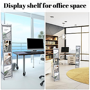 Outus 1 Pcs Mesh Literature Brochure Holder with 8 Pocket Portable Magazine Display Roll Up Magazine Rack Lightweight Floor Standing Catalog Office Brochure Display Stand for Business Trade Shows