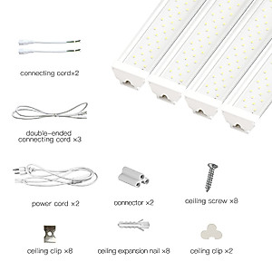 SZHLUX 4FT Led Shop Light for Garage, (50W x 4 Pack)5000K 7000LM Linkable Super Bright Led Garage Lights, Basement Warehouse Workshop Work Ceiling Panel Fluorescent Strip Daylight Bulbs Fixtures