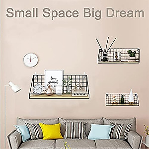 RANYUBIN Floating Shelves Wall Mounted, Rustic Wood Storage Set of 3 for Picture Frames, Collectibles, Decorative Items, Great for Living Room, Office, Bedroom, Bathroom, Kitchen etc