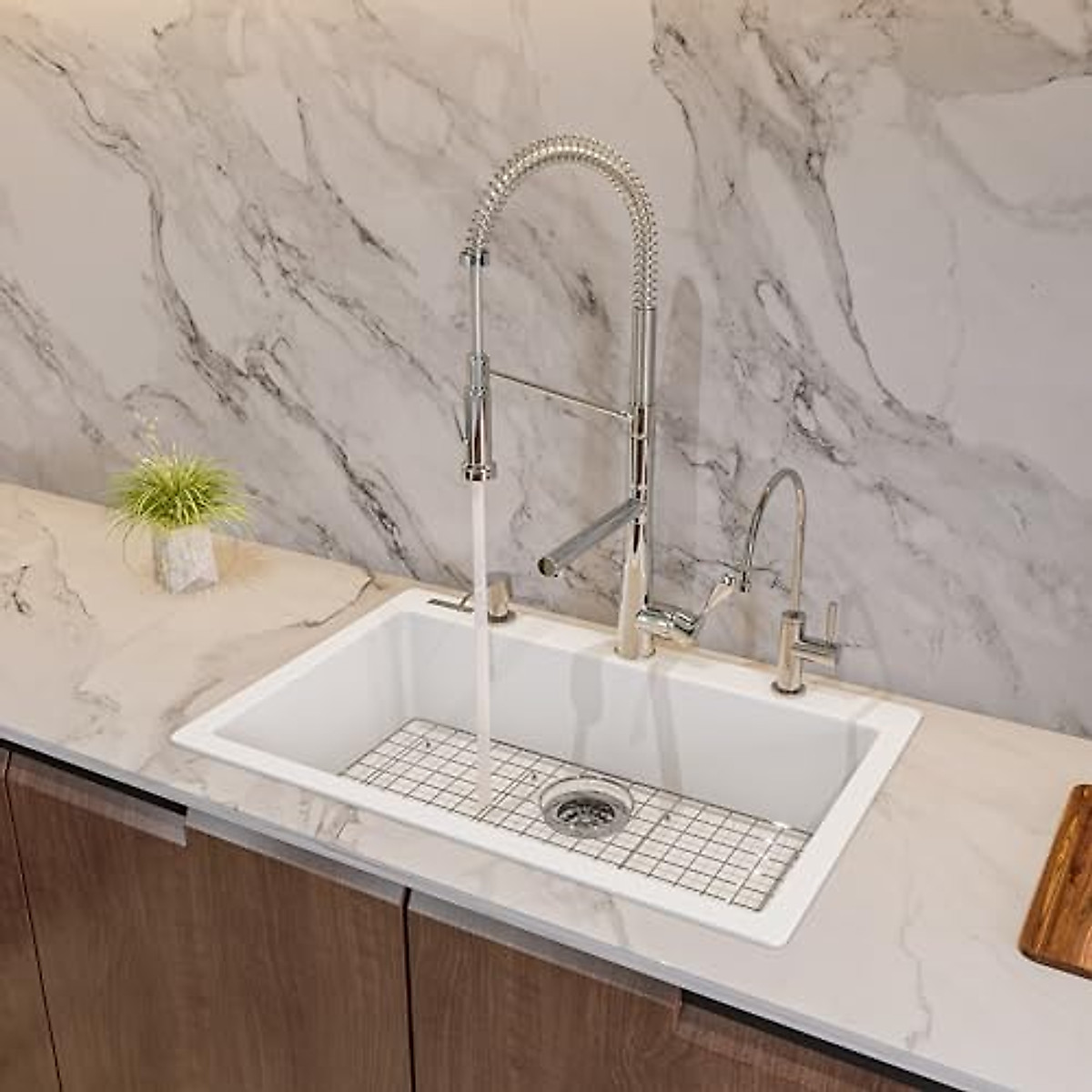 ALFI brand AB3020DI-W Drop-In Single Bowl Granite Composite Kitchen Sink, 30", White