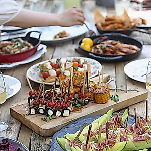 4 Inch Bamboo Skewers 100PCS Food Appetizer Toothpicks Wide Flat Paddle Bamboo Wood Picks for Cocktail, Marshmallow, Fruit, Grilling, Drink, BBQ, Barbecue, Yakitori Chicken, Fondue, Roasting