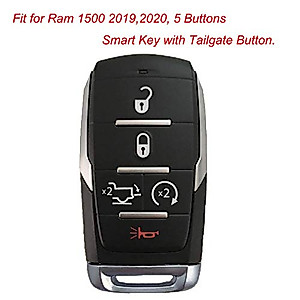 WEIBISS 2 Pack 5 Buttons Smart Rubber Key Fob Remote Cover Keyless Entry Case Holder Protector Skin Compatible with Dodge 2021 2020 2019 Ram 1500 Pickup 68291690AB/AC/AD, Black Blue