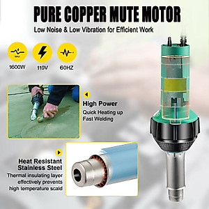 Iglobalbuy 110V 1600W Hot Air Plastic Welder Kit, Hot Air Vinyl PVC TPO Welding Heat Gun w/Nozzles Adjustable Temperature PVC Roofing Welder w/Carrying Case