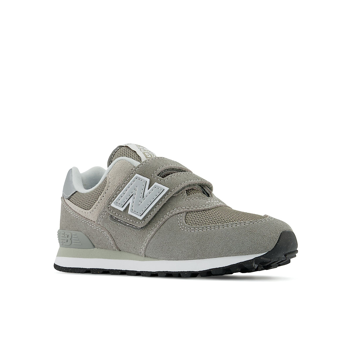 New Balance Kid's 574 Core Hook and Loop Sneaker, Grey/White, 1 Wide Little Kid