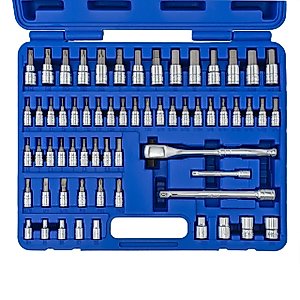 NEIKO 01145A Master Combination Bit Socket Set, 45 Piece Master Socket Bit Set, SAE & MM, 1/4" and 3/8” Drive, Torx, Hex, External Torx, Screwdriver, S2 Steel Bits, Cr-V Steel, Allen Wrench Socket Set