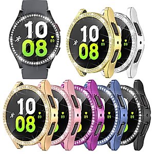 Wugongyan Screen Protector Case Compatible with Samsung Galaxy Watch 5 & Galaxy Watch 4 40mm 44mm Soft TPU Bling Diamond Case (7 Colors, 40mm)