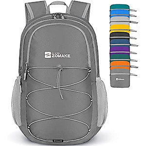 ZOMAKE 28L Packable Backpack:Lightweight Hiking Backpacks - Foldable Water Resistant Back Pack for Travel Camping Outdoor Hiking Day Pack (Medium grey)