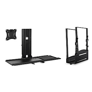 Mount-It! Monitor and Keyboard Wall Mount with CPU Holder, Height Adjustable Standing VESA Keyboard Tray, 25 Inch Wide Platform with Mouse Pad (MI-7919)