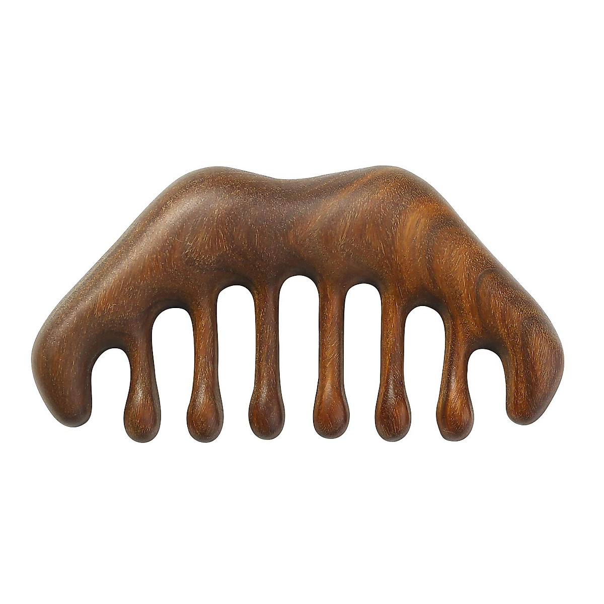 Wooden Wide Tooth Comb - Natural Scalp Massager for Hair and Meridian Relaxation. Brown