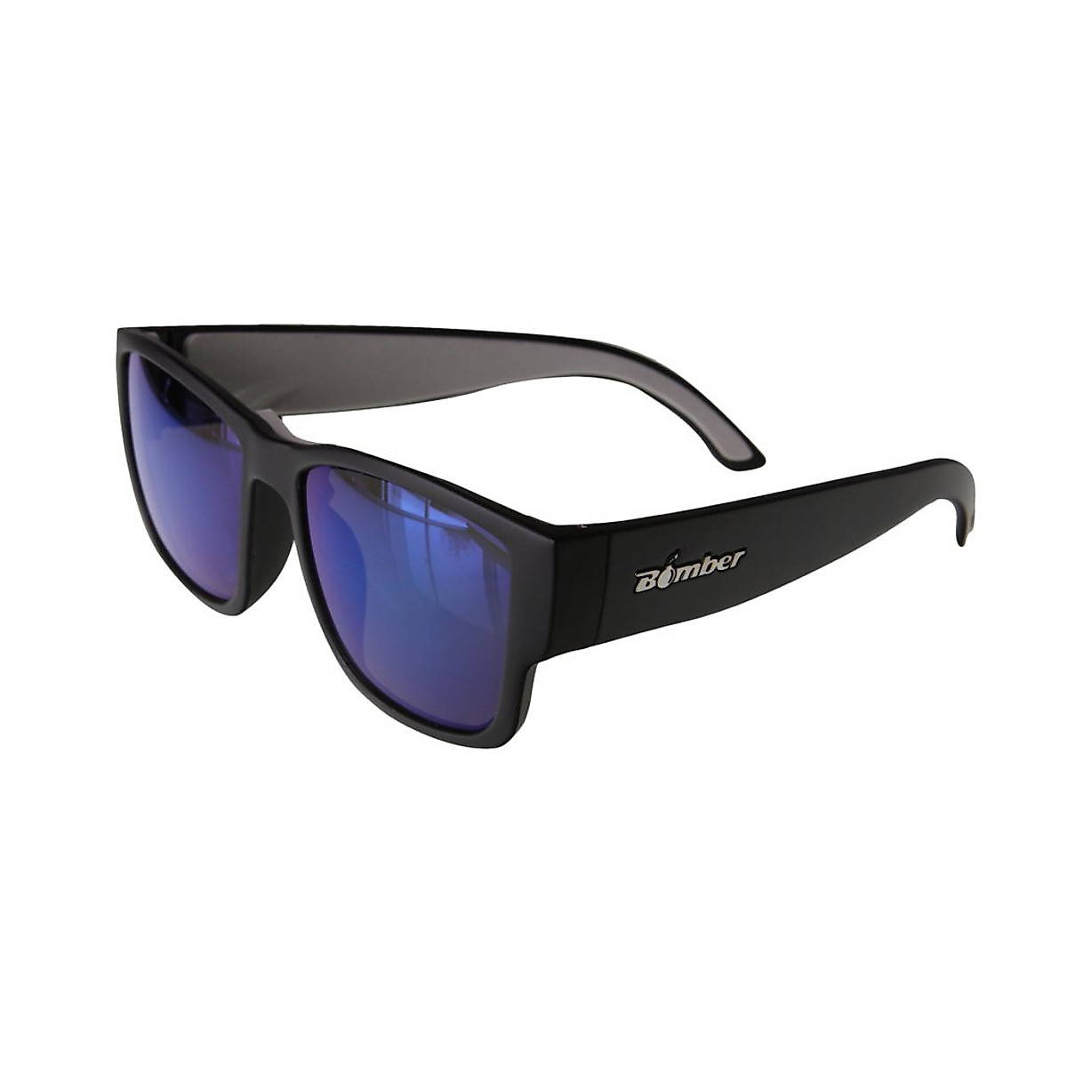BOMBER Sunglasses for Men that Float in Water, Blue Mirror Sunglasses with Gray Foam Lining - GM101BM