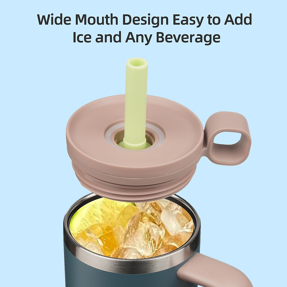 BJPKPK 32oz Stainless Steel Insulated Tumbler with Handle and Straw Travel Coffee Mug Thermal Cups with Lid,Navy Blue