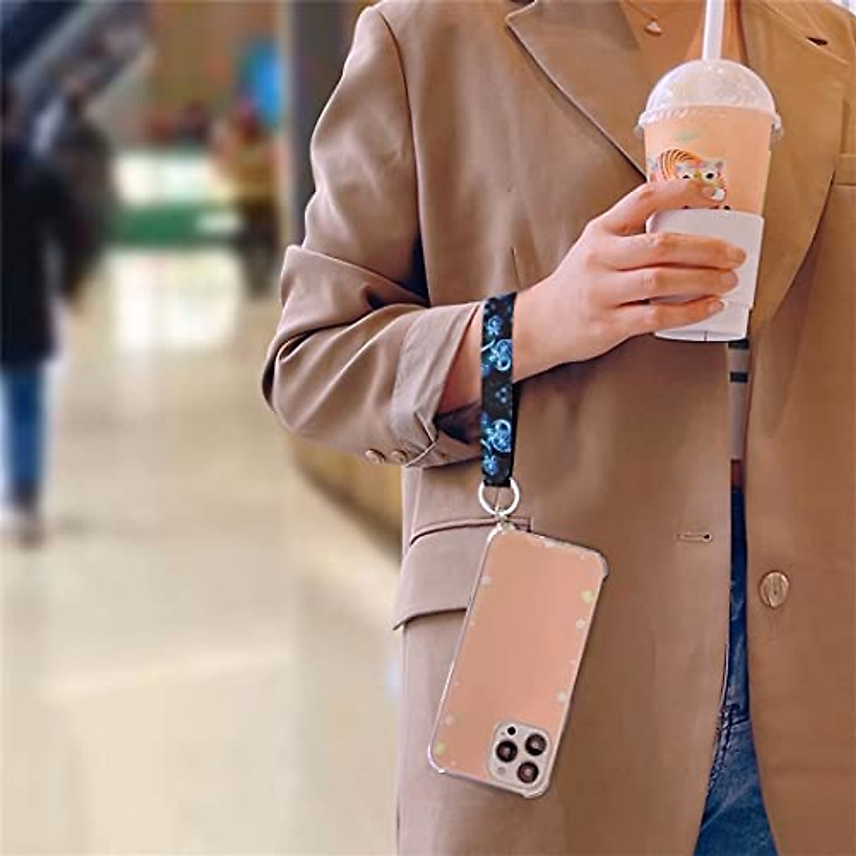 Xoenoiee Sea Turtle Print Wristlet Keychain Lanyard Key Chain Holder Backpack Lanyard with Metal Clasp for Keyring,Camera,ID, Badge, Cell Mobile Phone, Car Keys