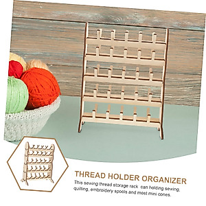 EXCEART Spool Stand Display Shelves Display Shelf Spool Holder Storage Stand for Spool Thread Holders for Spools of Thread Desktop Thread Holder Wooden Sewing Thread Line Regiment