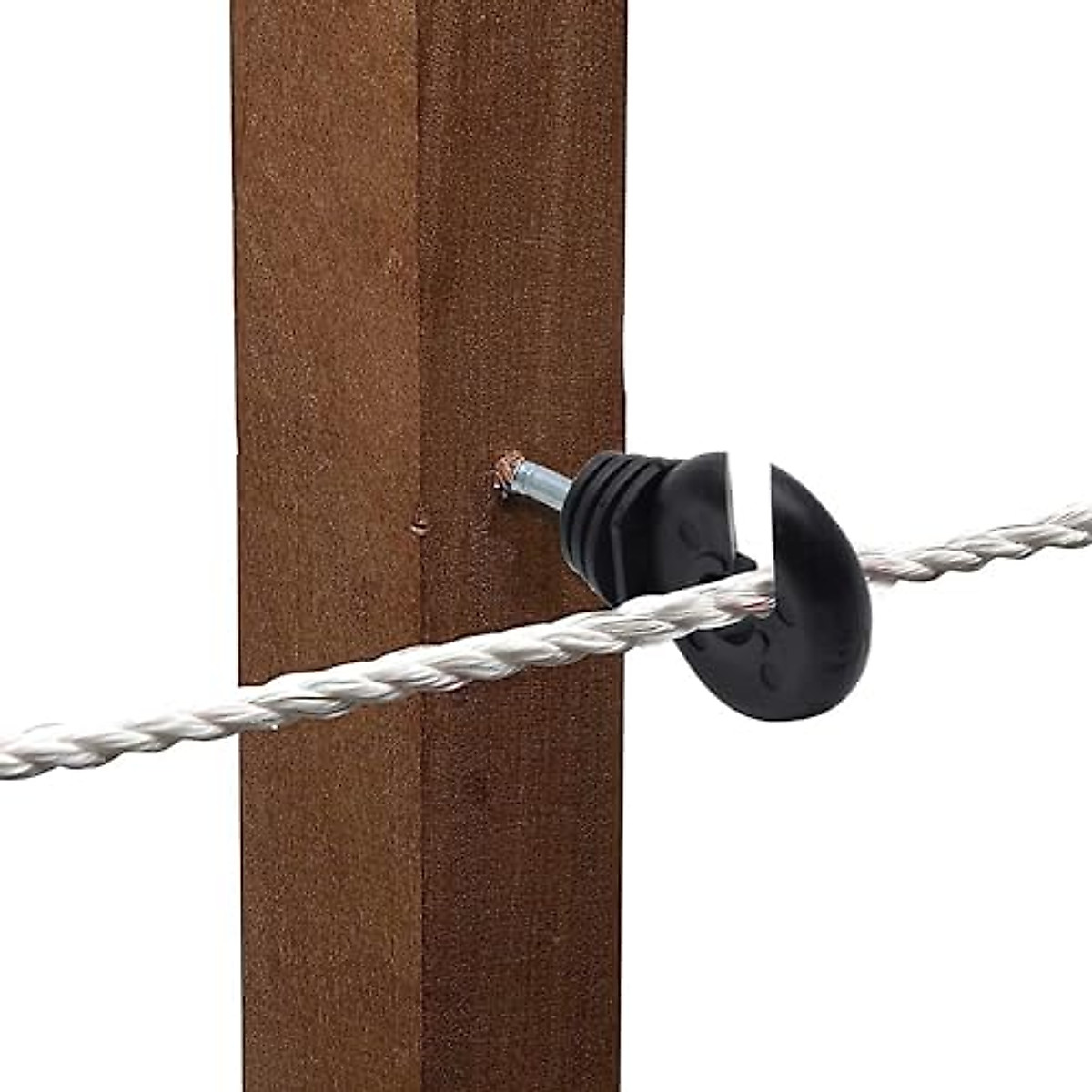 BIGJJIN 50Pcs Electric Fencing Ring Insulators, Screw Insulators, Screw-in Ring Insulators Electric Fence Accessories for Wood Post + 1pc Insulator Socket Tool