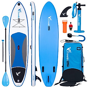 Freein SUP Inflatable Stand Up Paddle Board with Kayak Seat,Paddle Boards for Adults, Accessories sup Pump Adaptor,sup Kayak Paddle（White,10'6"