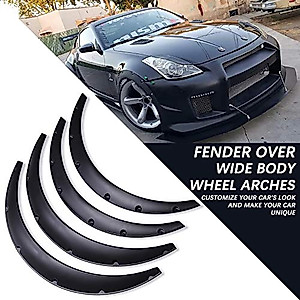 4PCS Black Universal 2”/50mm Car Wheel Fender Flares Flexible Durable Extra Wide Auto Car Body Kit