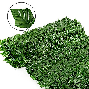 Whonline 98.4 X 39.4in Artificial Ivy Privacy Fence Screen, Expandable Faux Privacy Fence, Fake Ivy Leaves Hedge with 30pcs Zip Ties for Outdoor Apartment Decor